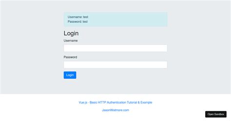 Vue Js Basic Authentication Tutorial Example Codesandbox
