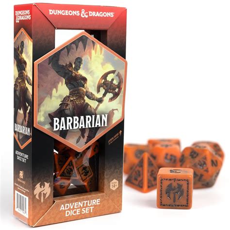 Dungeons And Dragons Dandd Adventure Dice Barbarian Orange 15pc Rpg
