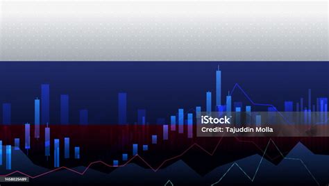 추상 러시아 국기 어두운 배경 디자인 주식 시장 투자 거래 그래프 그래픽 개념 금융 투자 또는 경제 동향 사업 아이디어에 적합합니다 벡터 일러스트레이션 디자인입니다 개념에