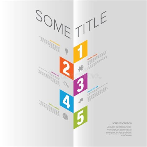 Colorful Numbered Five Steps Infographic Design Template With Ismetry 3d Effect Stock