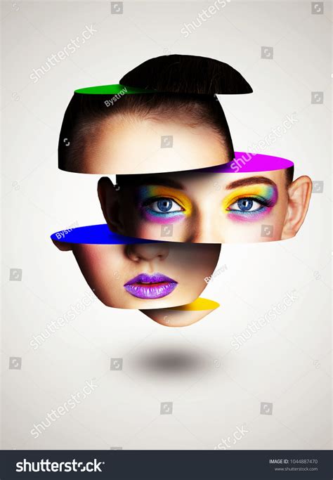 Face Slice Effect Creative Makeup Fantasy Stock Photo 1044887470 Shutterstock