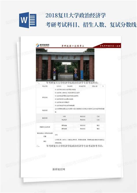 2018复旦大学政治经济学考研考试科目招生人数复试分数线参考书 Word模板下载 编号ldrzbxko 熊猫办公