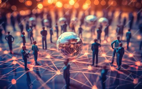 Premium Ai Image A Group Of People Standing Around A Sphere With A Sphere Of People Standing