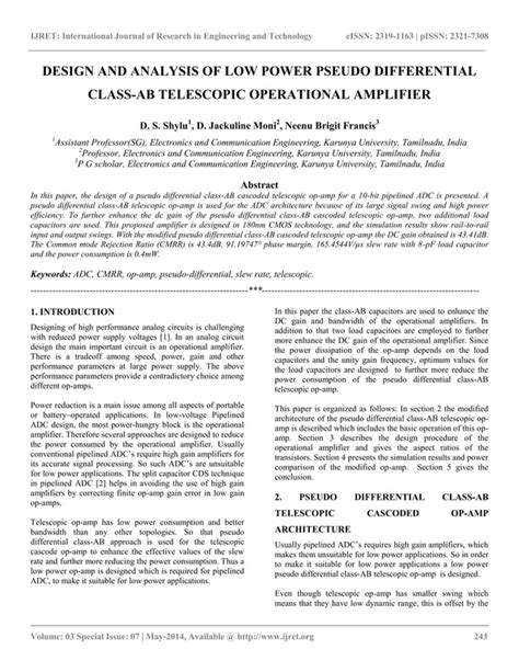 Design And Analysis Of Low Power Pseudo Differential Pdf