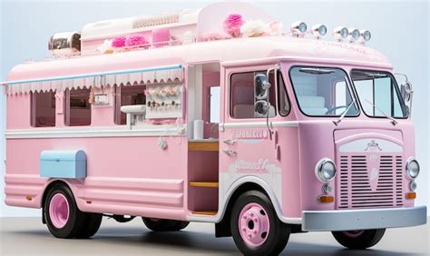 Premium Photo Pink Food Truck Parked On White Surface