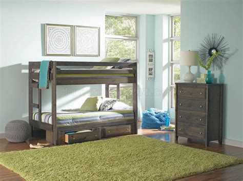 Wrangle Hill 400831 Bunk Bed In Gun Smoke By Coaster Woptions
