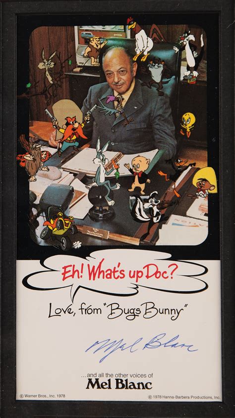 Mel Blanc Signed Photograph With Speechless Lithograph