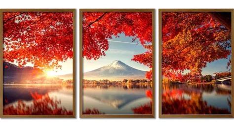 Set de marcos decorativos Mount Fuji sin cristal marrón MercadoLibre
