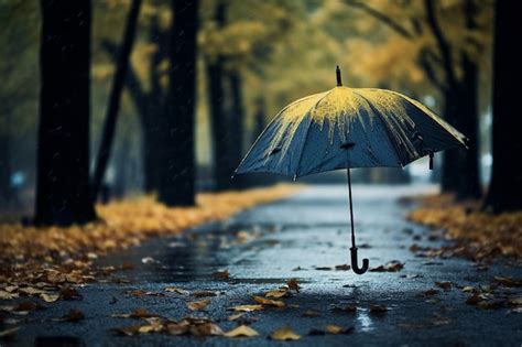 Premium Photo Anime Girl Sitting In The Rain With An Umbrella And