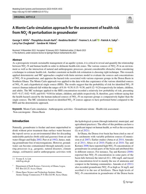 A Monte Carlo Simulation Approach For The Assessment Of Health Risk