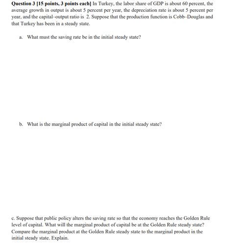 solved question 3 [15 points 3 points each] in turkey the