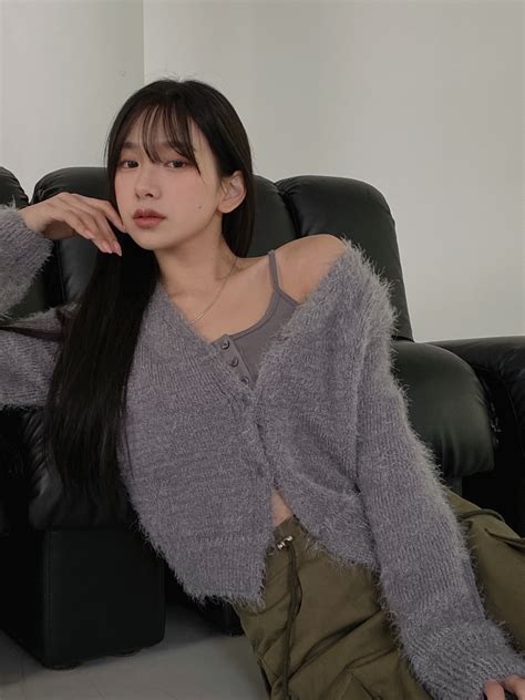 배드레스 로제 브러쉬 가디건