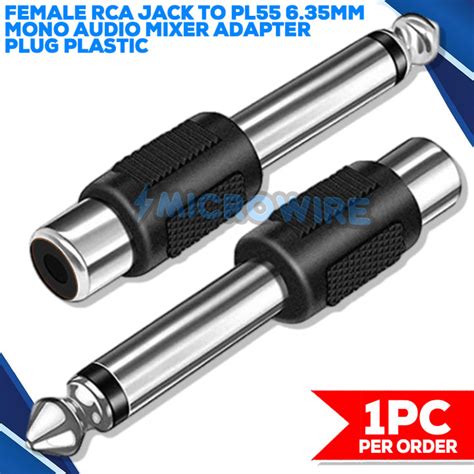 635mm Mono Jack Plug To Rca Socket Phono Sound Music Audio Adaptor