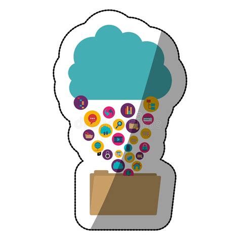 Cloud Computing And Media Icon Set Design Stock Illustration Illustration Of Mobile