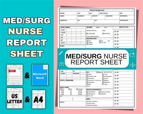 Nursing Report Sheet Bundle Printable Report Sheets Icu Nurses