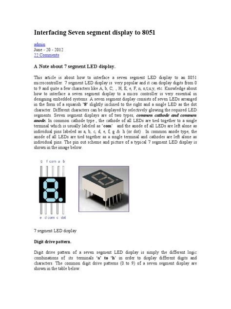 interfacing seven segment display to 8051 pdf electronic circuits