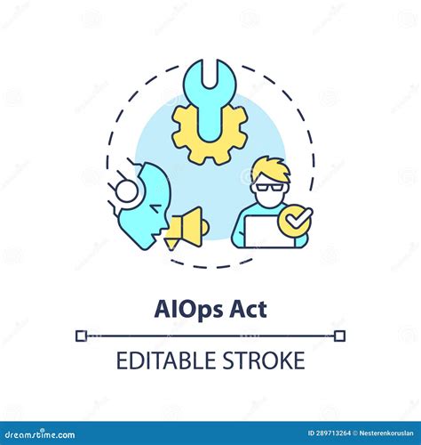2d Thin Linear Colorful Ai Ops Act Icon Stock Illustration