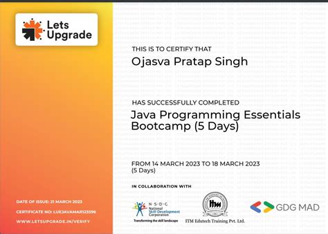 Ojasva Pratap Singh On Linkedin Letsupgrade Javabootcamp