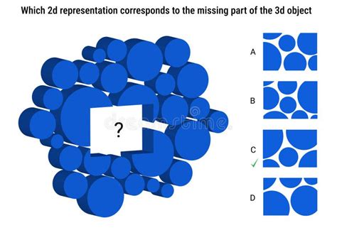 Which 2d Representation Corresponds To The Missing Part Of The 3d Object Stock Vector