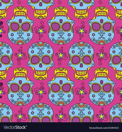 Colored Skul Pattern Royalty Free Vector Image