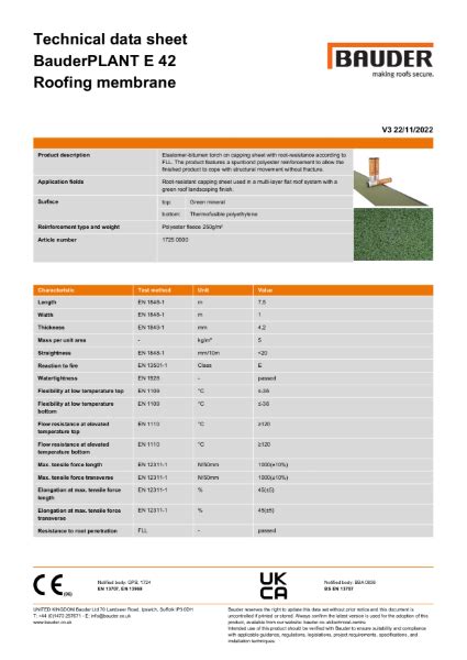 Bauderplant E 42 Roofing Membrane Nbs Source