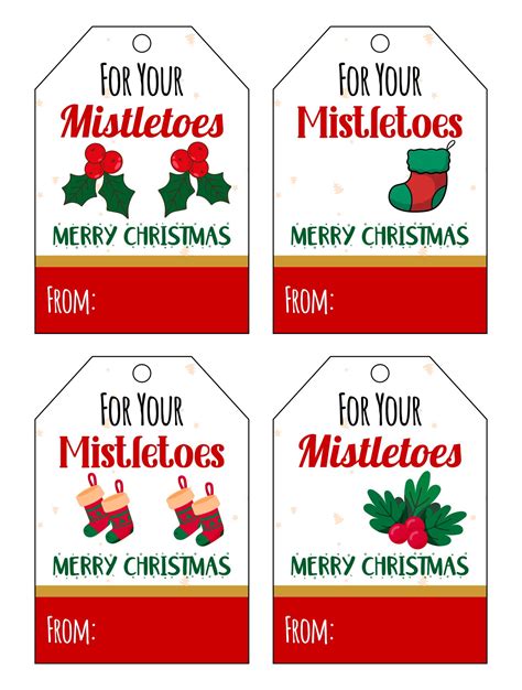 Christmas Mistletoe Gift Tags 10 Free PDF Printables Printablee