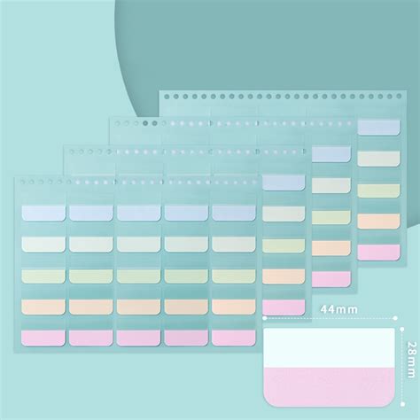 4 Sheets Translucent Colorful Loose Leaf Index Sticky Notes School Office Classification Label