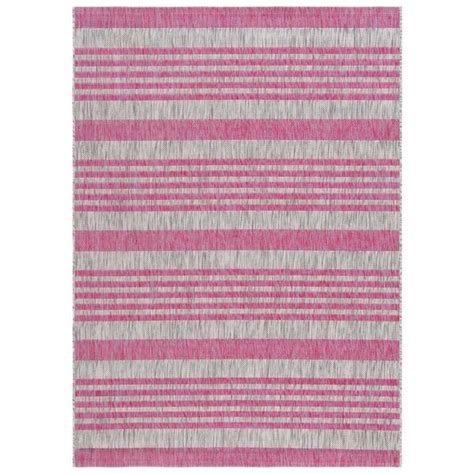 Safavieh Courtyard Light Grayfuchsia 5 Ft X 8 Ft Geometric Striped