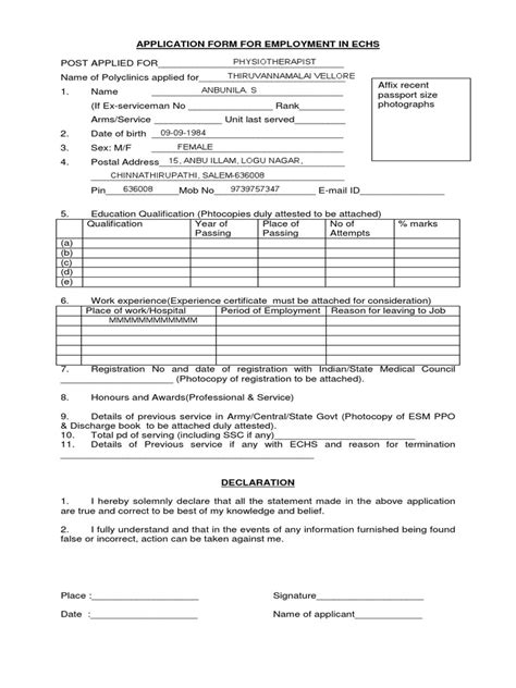 Echs Application Form Pdf Doctor Of Medicine Specialty Medicine