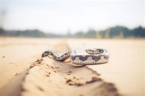 python mid cross on a sandy track stock illustration illustration of