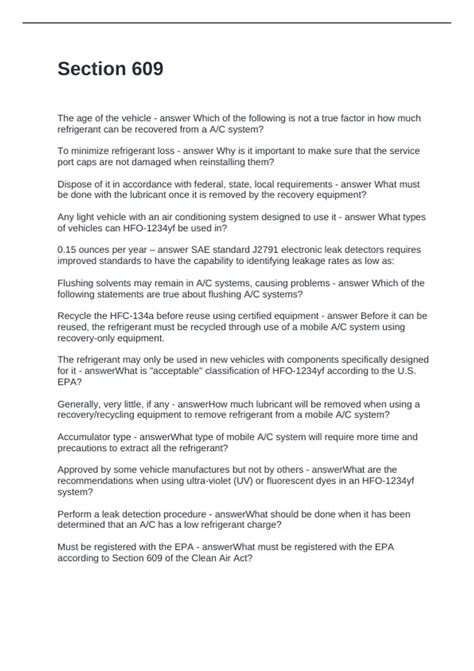 Section 609 Questions And Answers 2025 Epa 609 Stuvia Us