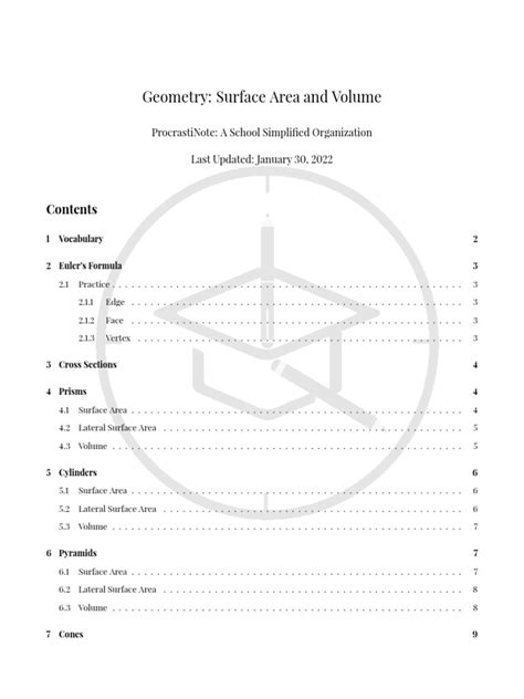 Formulas For Calculating Surface Area And Volume Of Geometric Shapes
