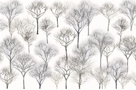 premium ai image minimal style cad tree line drawing side view set of