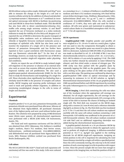 Single Cell Secm Learn The New Way For Secm Pdf