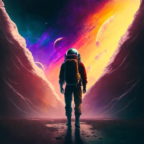 Premium Ai Image Generative Ai Astronaut Exploring Planet Watching Outer Space