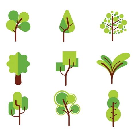 Green Trees Collection Eps Vector Uidownload