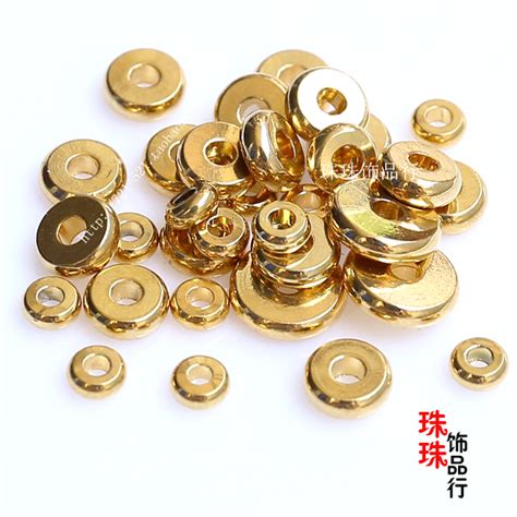Diy散珠饰品纯黄铜镀24k金色实心铜垫片隔珠纯铜隔片手串百搭配件虎窝淘