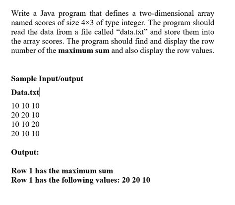 Solved Write A Java Program That Defines A Two Dimensional