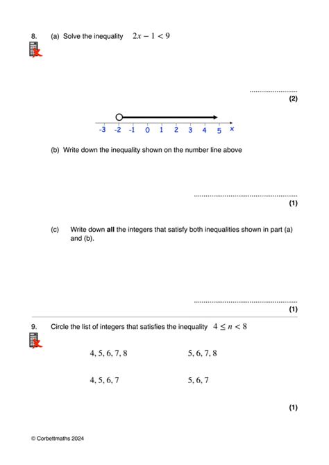 Gcse Mathematics Inequalities Questions Pdf
