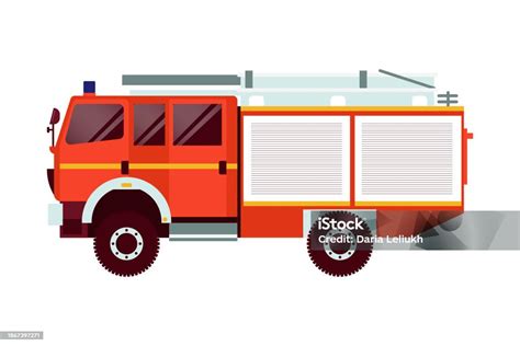빨간 소방차 응급 차량 현대 평면 스타일 벡터 일러스트 레이 션입니다 소셜 미디어 템플릿 계단에 대한 스톡 벡터 아트 및 기타 이미지 Istock