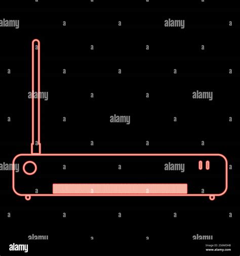 Neon Router Red Color Vector Illustration Flat Style Light Image Neon Router Red Color Vector
