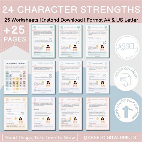 24 Character Strengths Worksheet Solution Focused Therapy Strengths