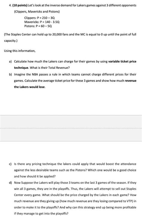 Solved 4 10 Points Lets Look At The Inverse Demand For