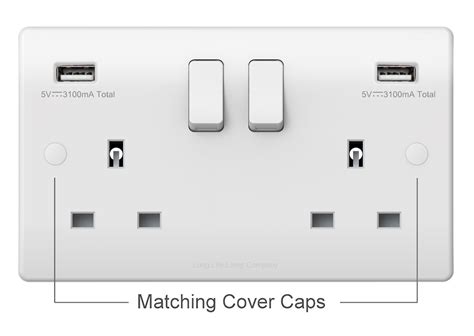 Gang Double USB Switched Socket UK Plug USBW