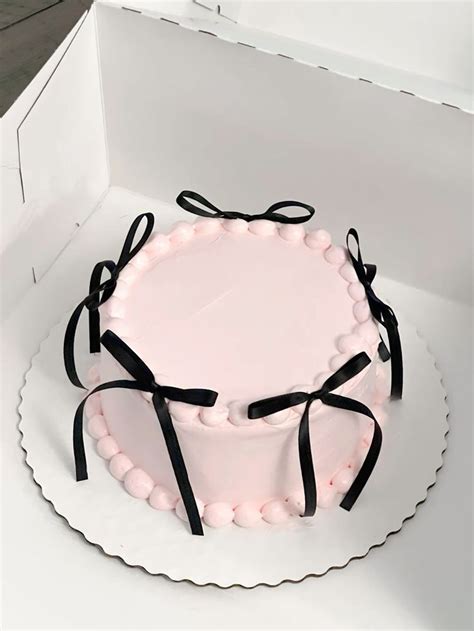 Pink And Black Ribbon Bow Birthday Cake