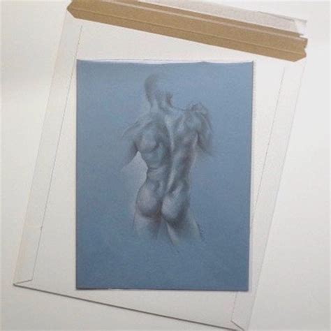 Original Fitness Male Model Nude Pencil On Toned Paper Drawing —— 9”x12