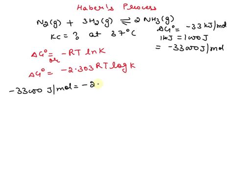 Solved The Haber Process Is The Equilibrium Reaction That Occurs When Hydrogen Gas Reacts With