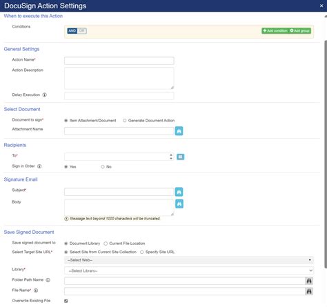 Nitro™ Workflows Configuring Workflows Workflow Actions Docusign