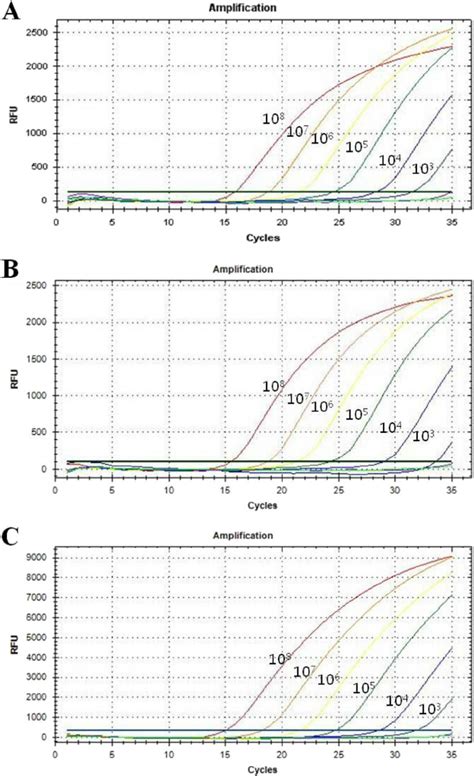Detection Limits For The Three Target Probes From 10 Fold Serial