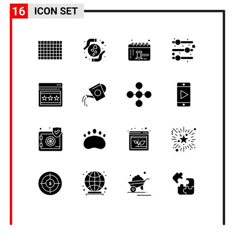 Group Of 16 Solid Glyphs Signs And Symbols For Beverage Webpage